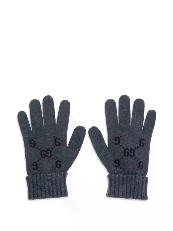 Gucci Logo-pattern Knitted Gloves - Grey
