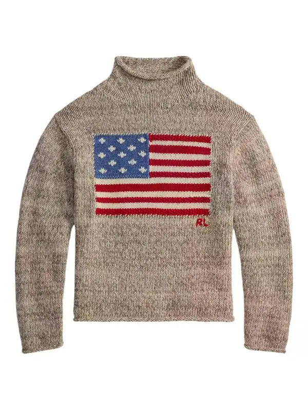Polo Ralph Lauren Turtleneck Sweater With American Flag Intarsia