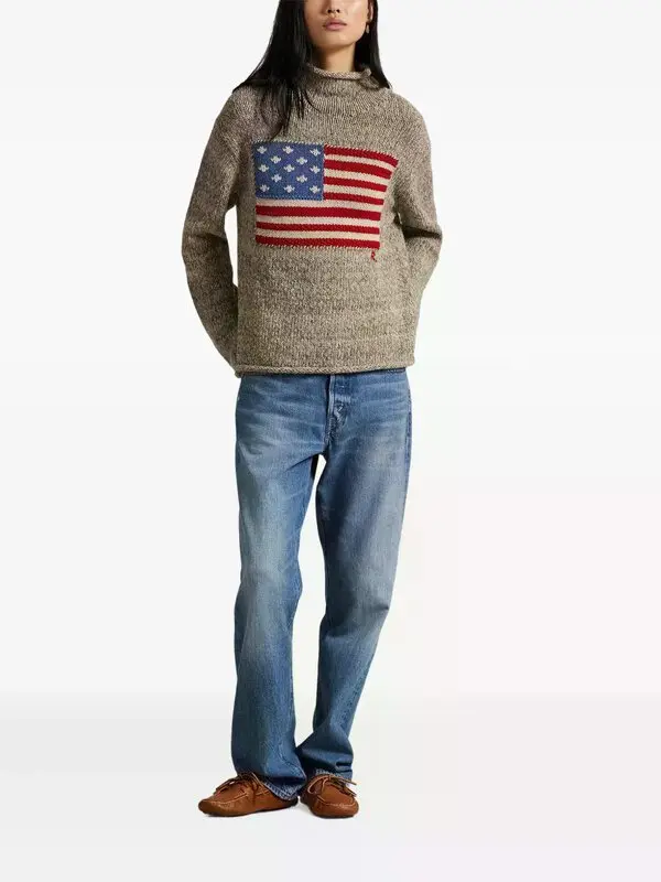 Polo Ralph Lauren Turtleneck Sweater With American Flag Intarsia