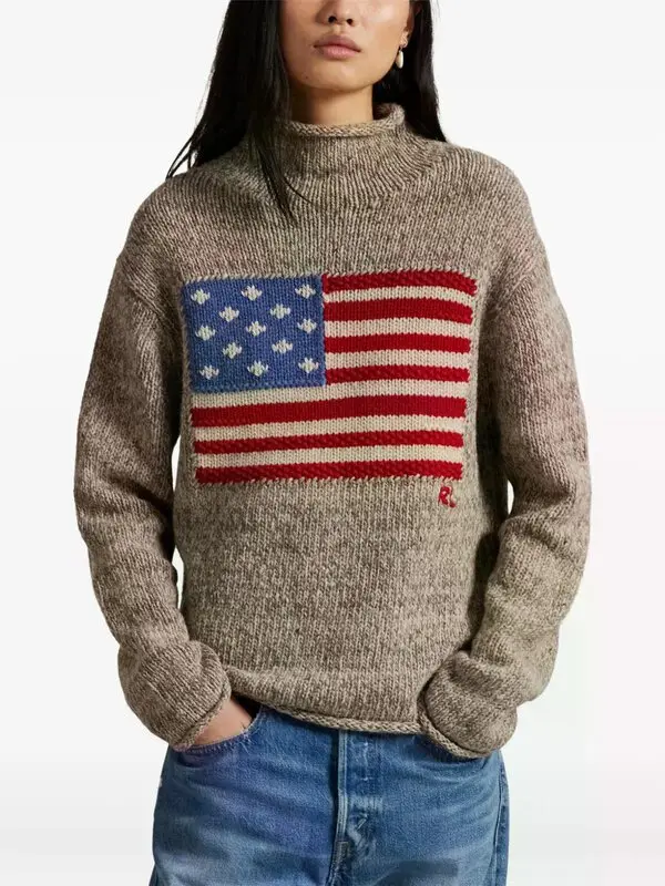 Polo Ralph Lauren Turtleneck Sweater With American Flag Intarsia