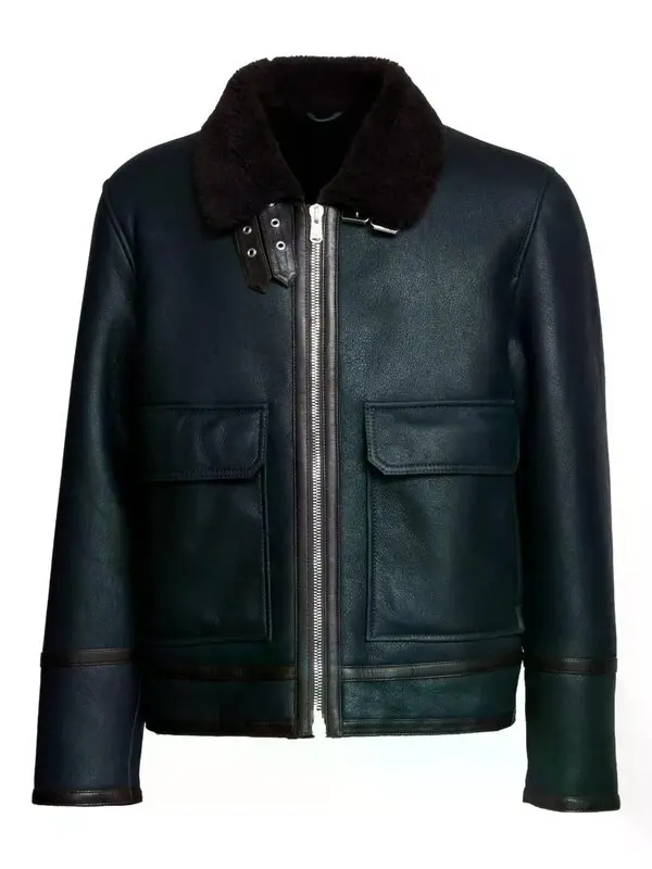 DONDUP Shearling-collar Leather Jacket