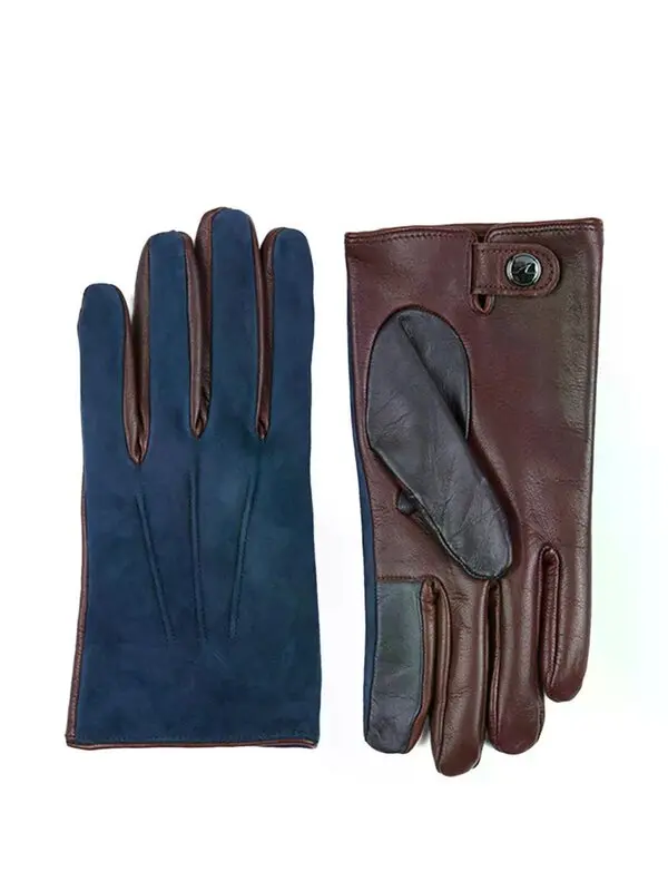 Paul & Shark Colour-block Leather Gloves - Brown
