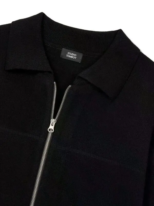 STUDIO TOMBOY Wool Blend Zip-up Cardigan - Black