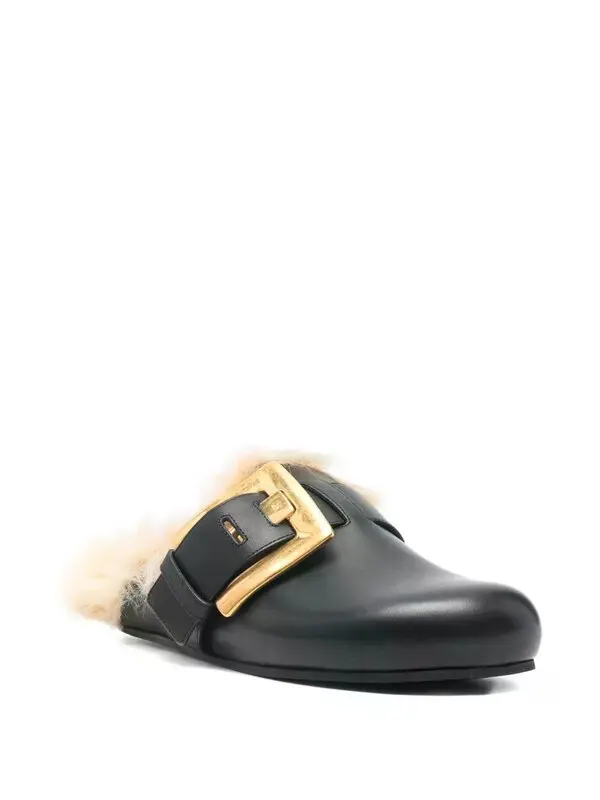 Balmain Buckle-detail Leather Mules