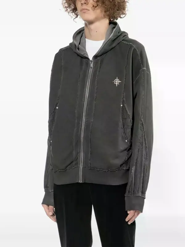 FIVE CM Corduroy-patch Hoodie - Grey