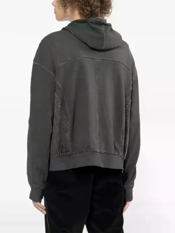 FIVE CM Corduroy-patch Hoodie - Grey