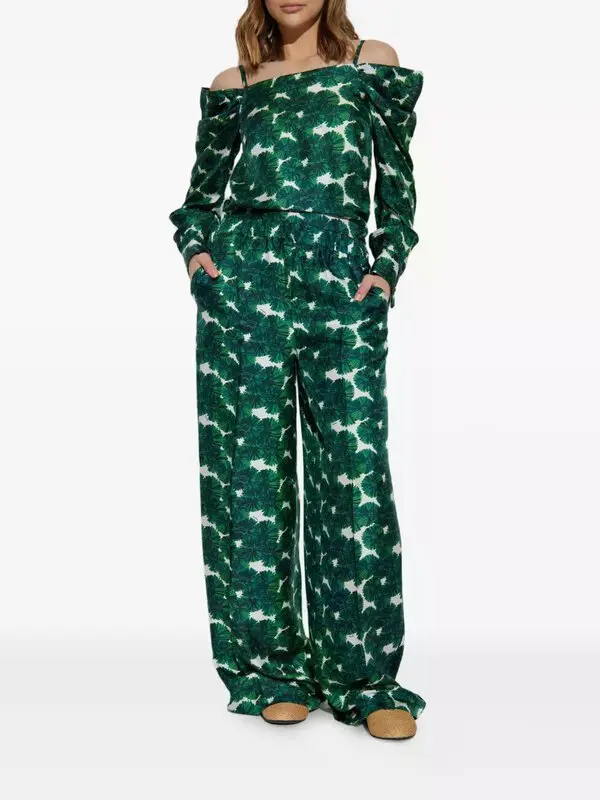 Max Mara Leaf-print Trousers