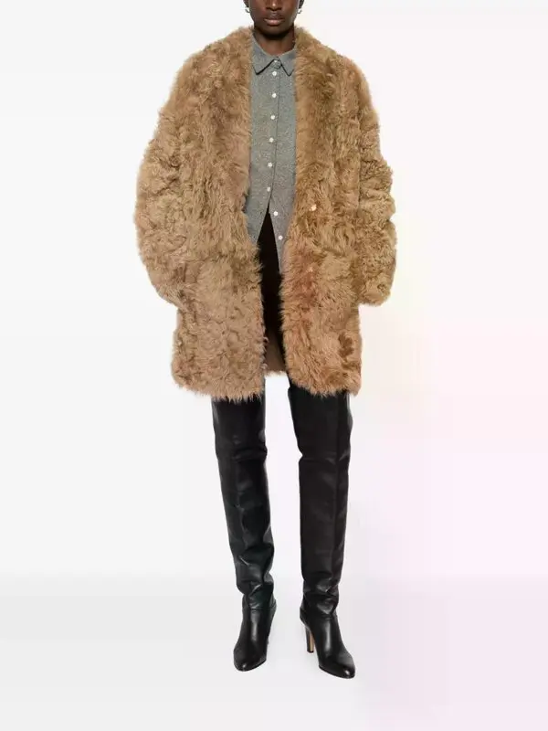 NUMEROOTTO Belted Faux Fur Jacket