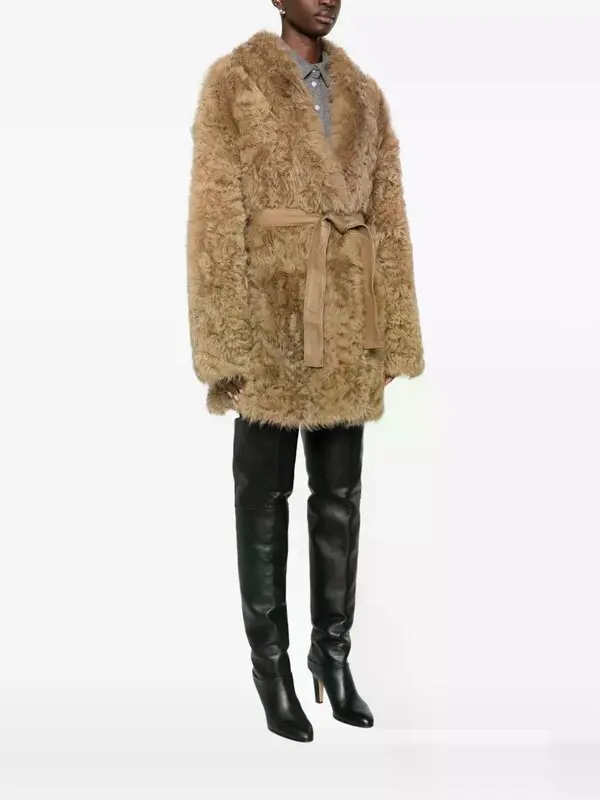 NUMEROOTTO Belted Faux Fur Jacket