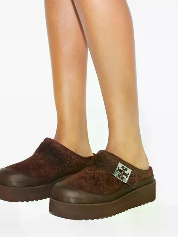 Tory Burch Mellow Shearling Platform Mules - Brown