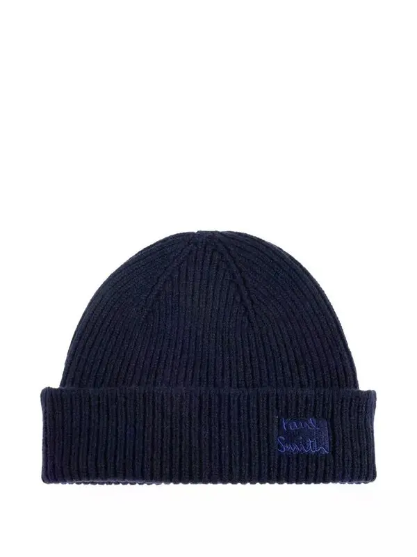 Paul Smith Logo-embroidered Beanie - Blue