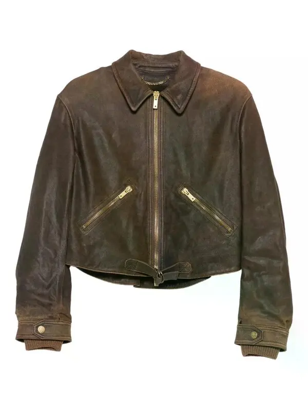 GOLDEN GOOSE Leather Zip-up Jacket