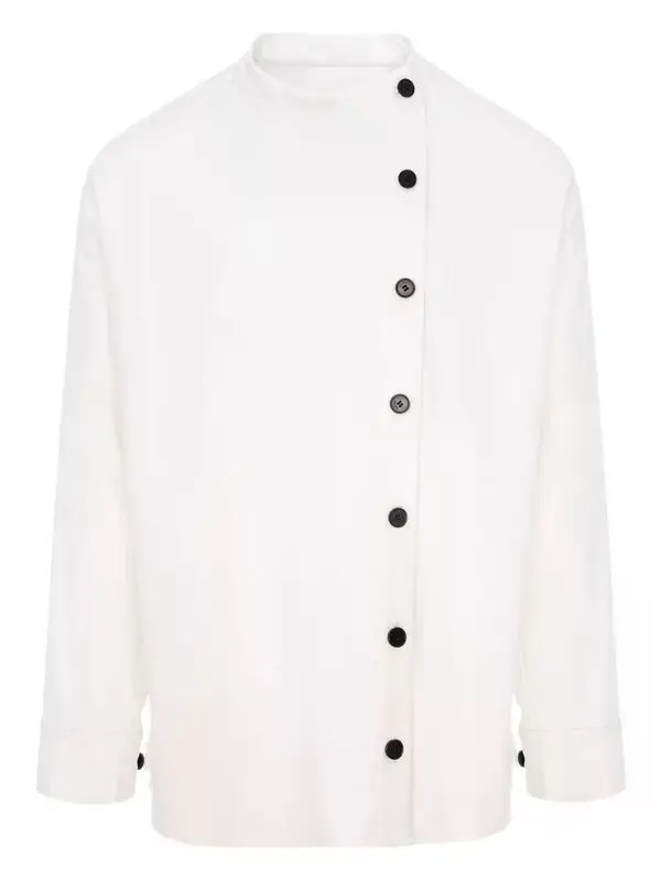 HAMZA Button Band-collar Shirt - White
