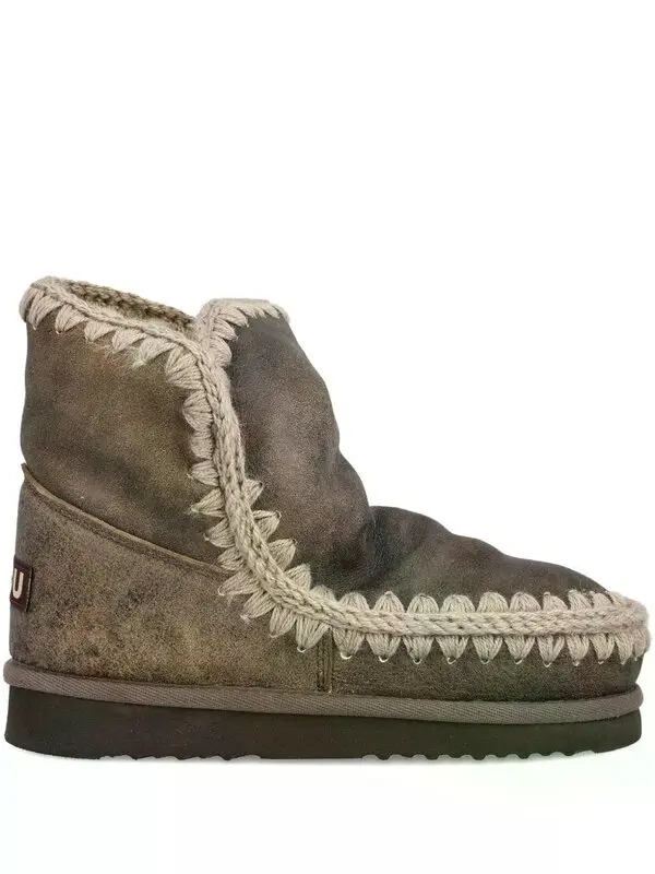 Mou Crochet-trim Boots - Brown