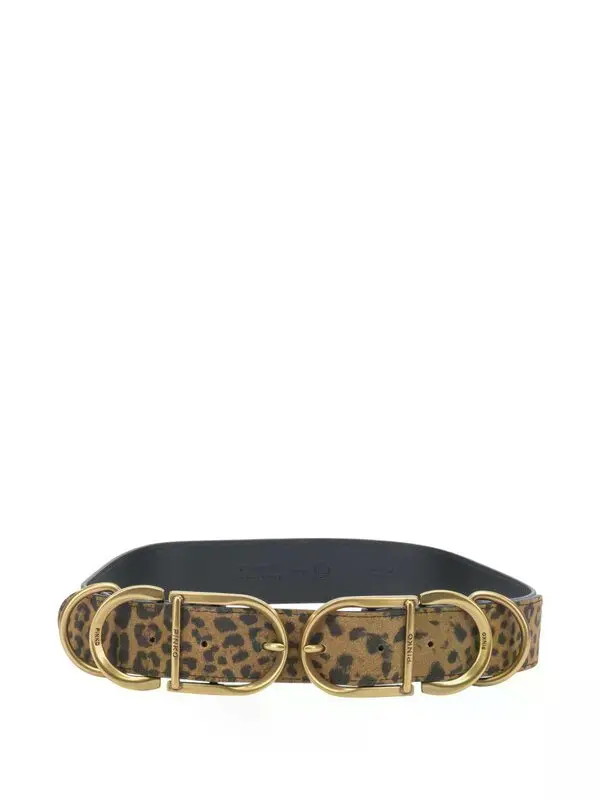 Pinko Leopard Print Buckle Belt - Brown
