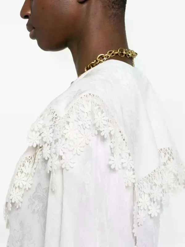 Chloé Floral-lace Trimmed Shirt - White