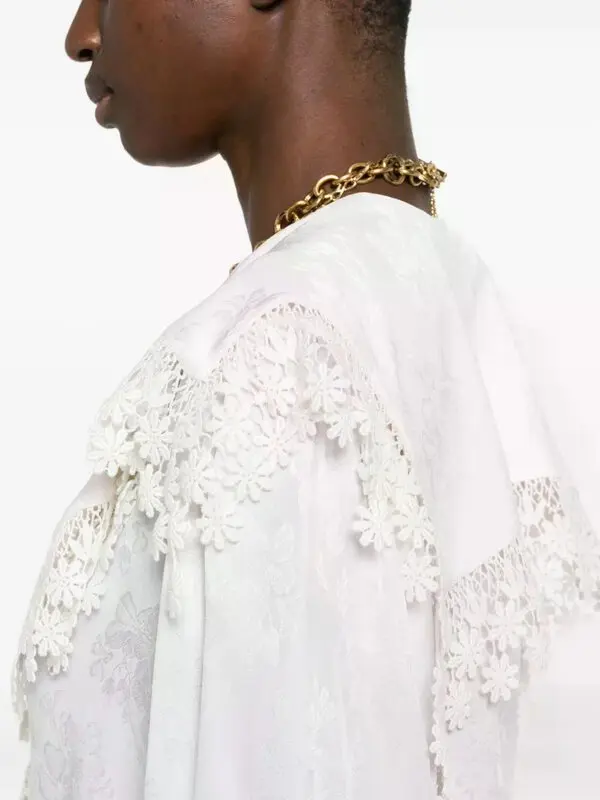 Chloé Floral-lace Trimmed Shirt - White