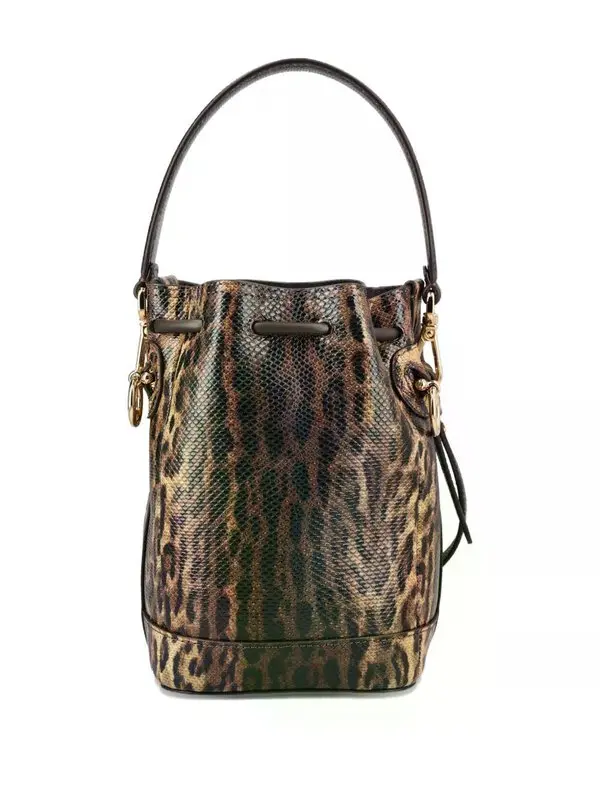 Fendi Drawstring-closure Leopard-print Bucket Bag