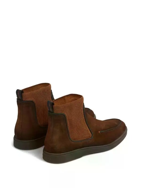 Santoni Ribbed Panel Leather Boots - Brown
