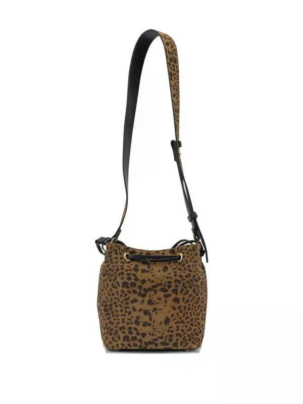 Pinko Leopard Print Drawstring Shoulder Bag