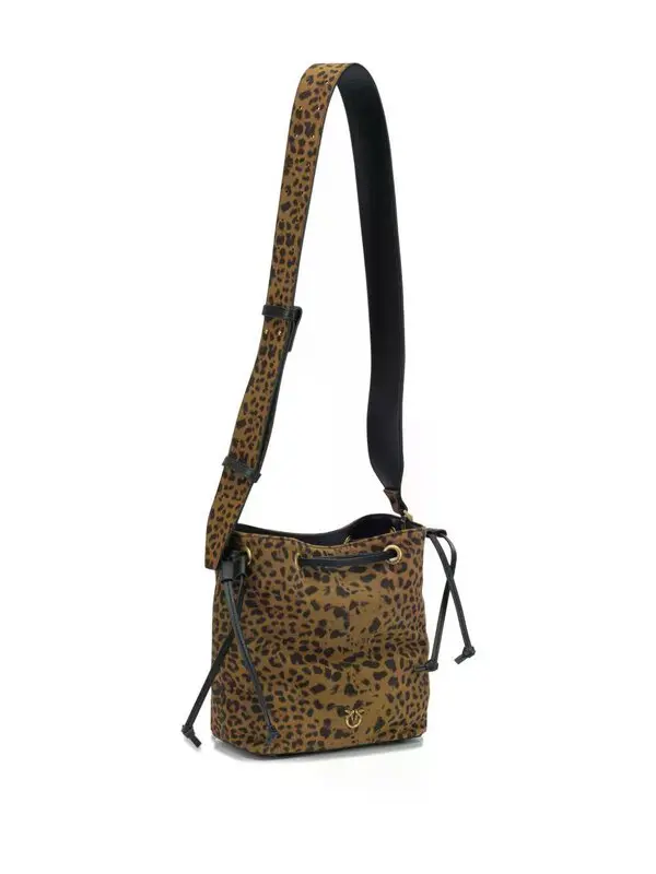 Pinko Leopard Print Drawstring Shoulder Bag
