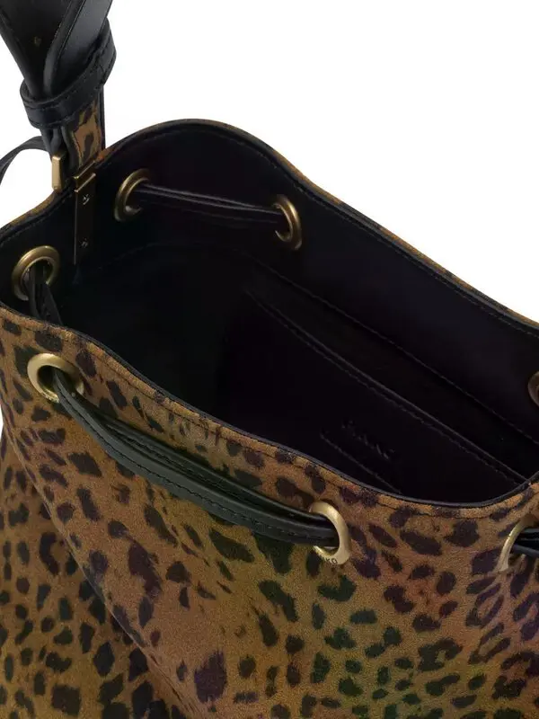 Pinko Leopard Print Drawstring Shoulder Bag