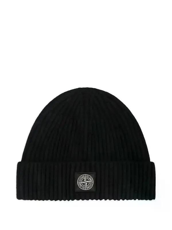 Stone Island Logo-patch Beanie - Black