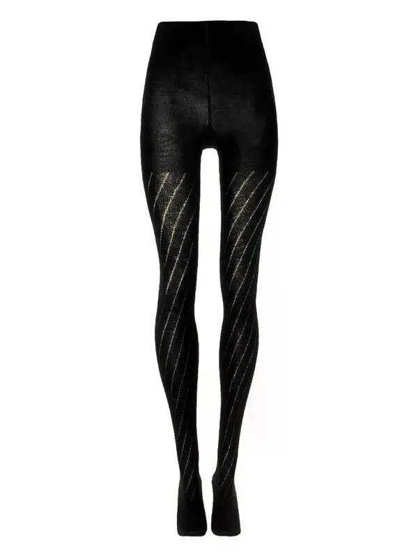 Wolford Diagonal Stripe Opaque Tights - Black