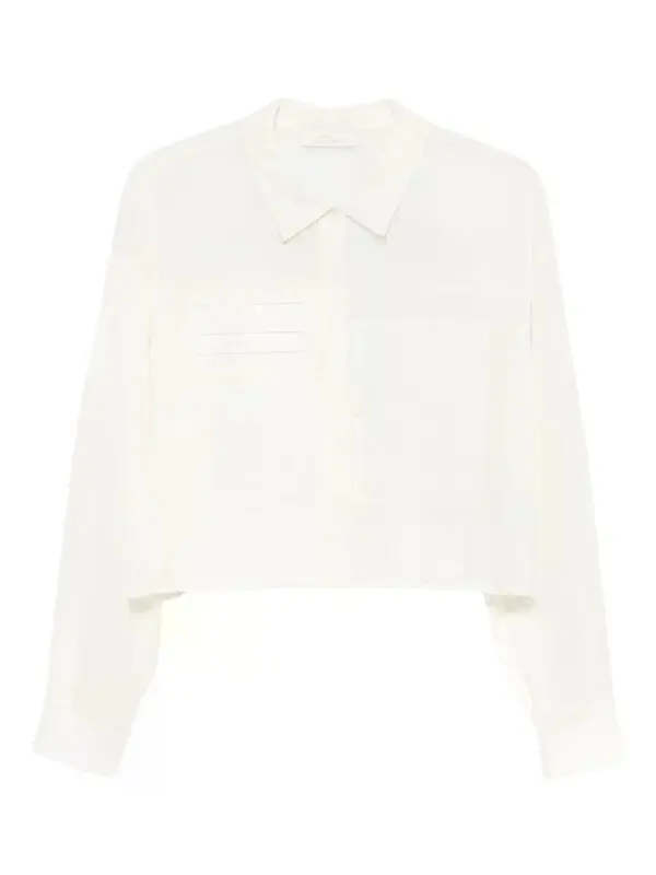 AMOMENTO Drawer Pocket Crop Shirt