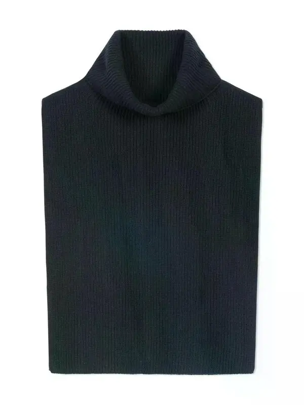 Eric Bompard Turtleneck Ribbed Scarf - Black