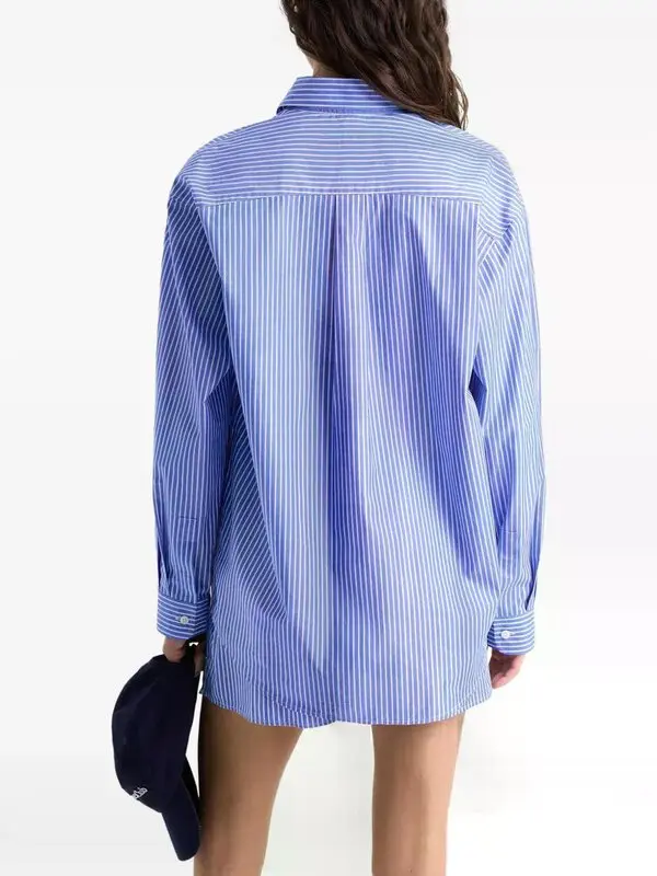Sporty & Rich Striped Embroidered Shirt - Blue