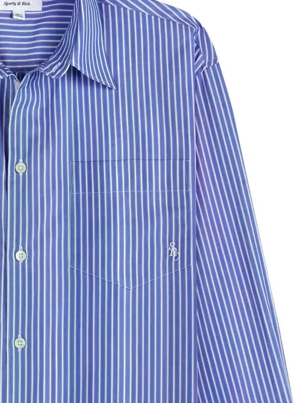 Sporty & Rich Striped Embroidered Shirt - Blue