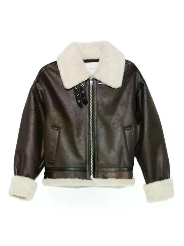 DUNST Shearling-collar Jacket - Brown