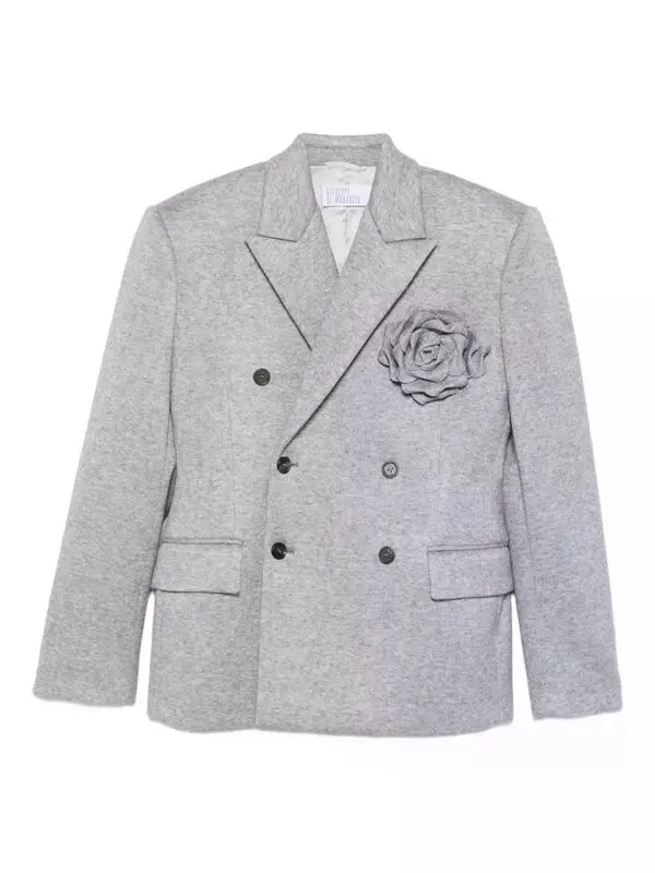 Giuseppe Di Morabito Rose-embellished Double-breasted Blazer - Grey