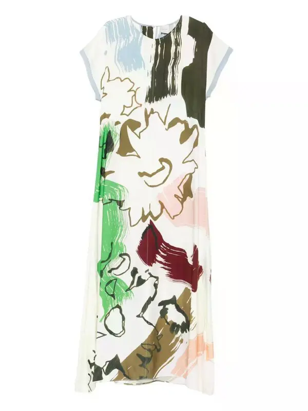 Paul Smith Abstract-print Midi Dress - Neutrals