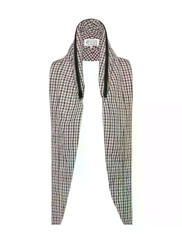 MAISON MARGIELA Zipped Checked Scarf - White