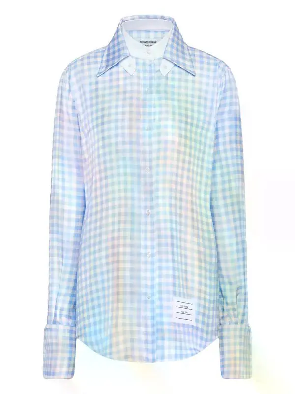 Thom Browne Silk Twill Gingham Shirt - Blue