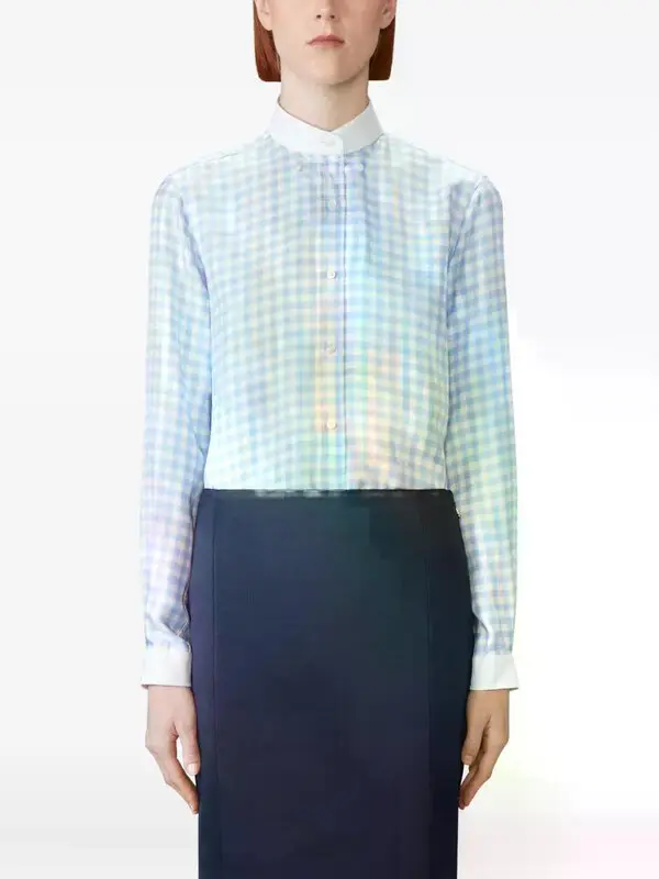 Thom Browne Silk Twill Gingham Shirt - Blue