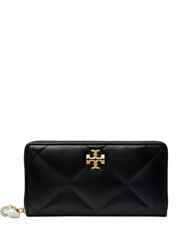 Tory Burch Kira Diamond-quilted Charm Continental Wallet - Black