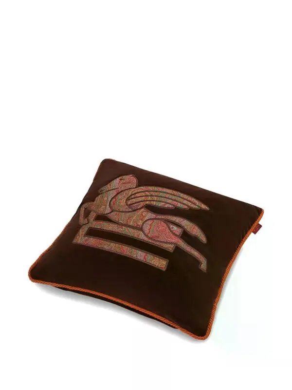 Etro Logo-embroidered Cushion - Brown