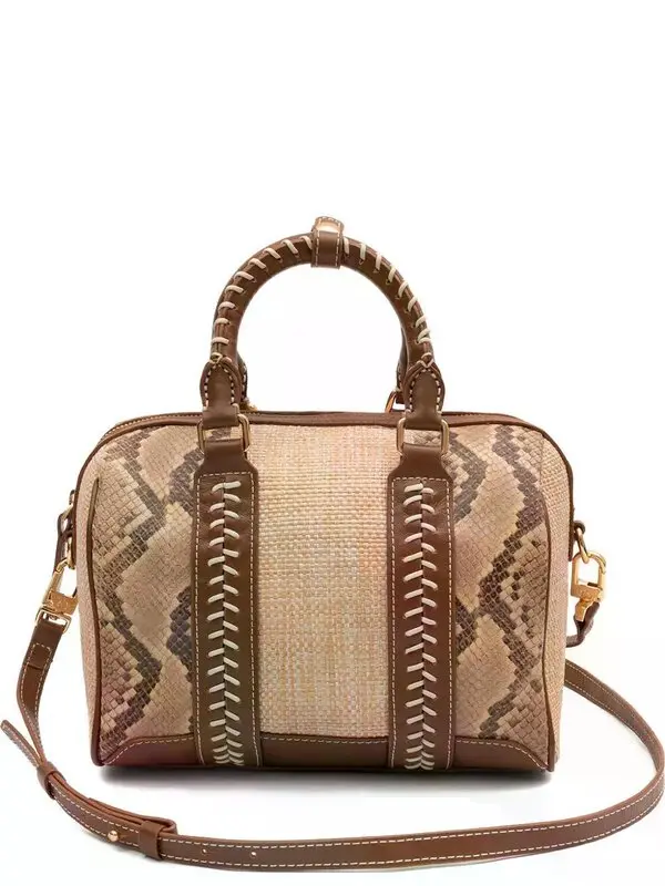 ISLA Maia Snakeskin Stitched Tote Bag - Neutrals