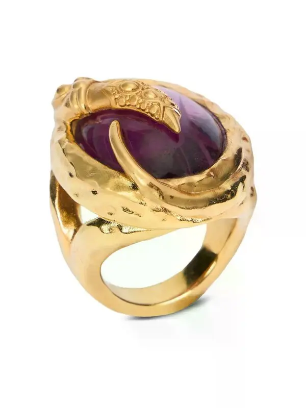 Roberto Cavalli Snake-head Amethyst Ring
