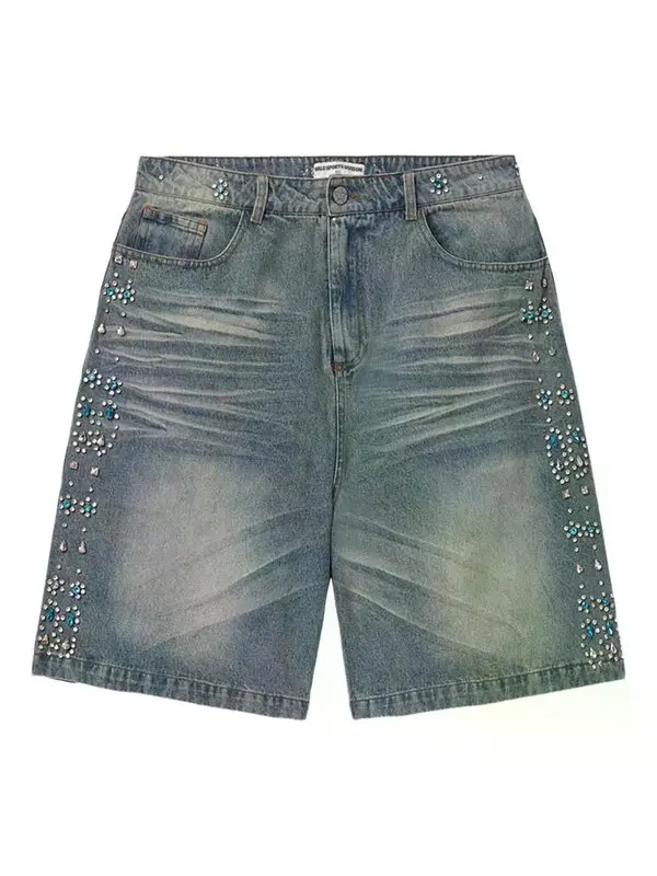 VALE FOREVER Candy Embellished Denim Shorts - Blue