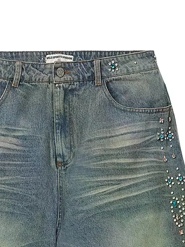 VALE FOREVER Candy Embellished Denim Shorts - Blue