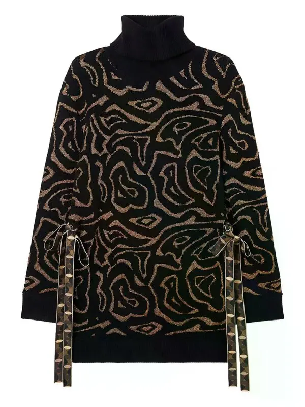 Emilio Pucci Patterned Tie-side Sweater - Black