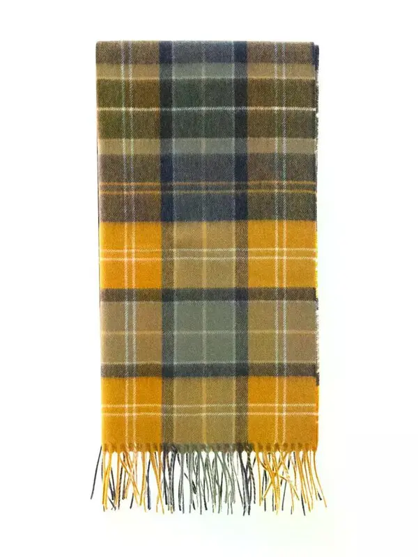Barbour Tartan Fringed Scarf - Yellow