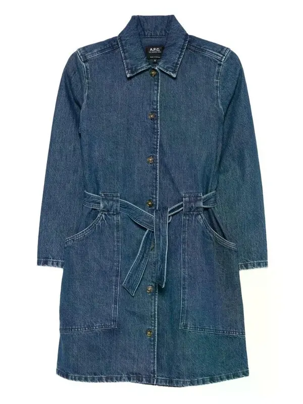 A.p.c. Belted Denim Shirt Dress