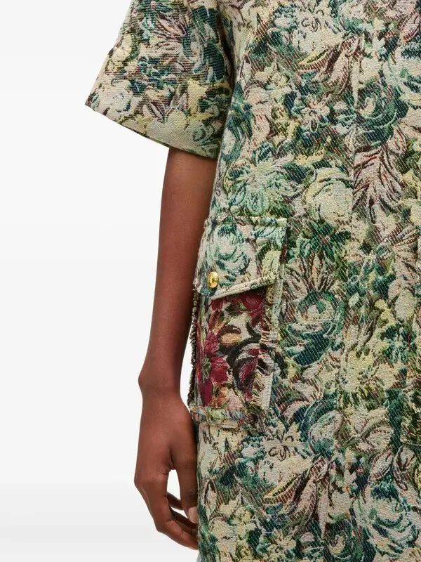 GANNI Mini Tapestry Kimono Dress - Neutrals