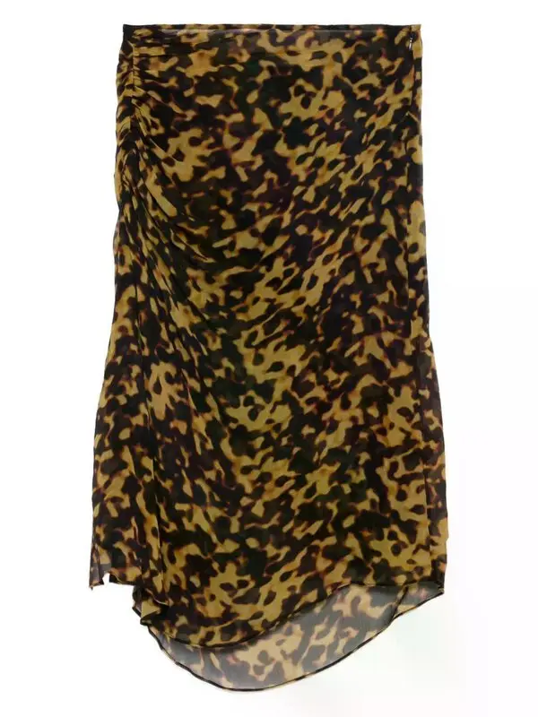 Christopher Esber Printed Ruched Midi Skirt - Brown