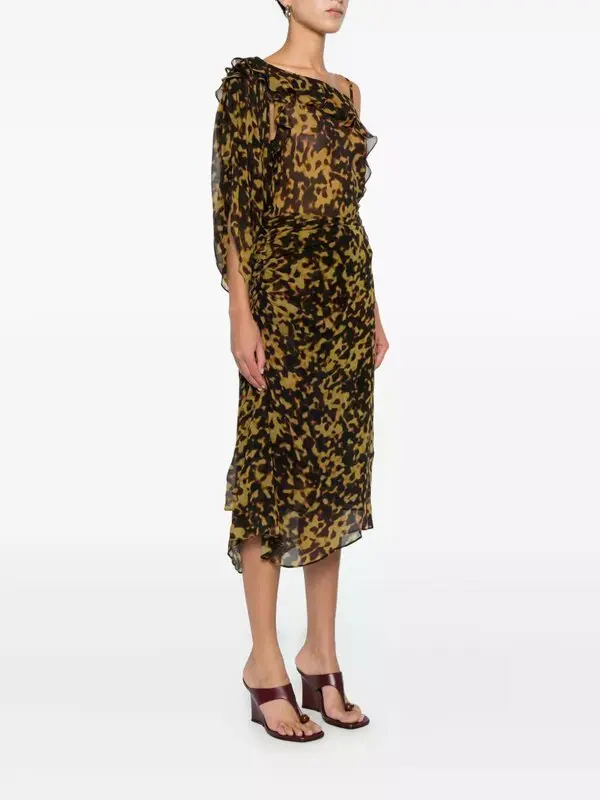 Christopher Esber Printed Ruched Midi Skirt